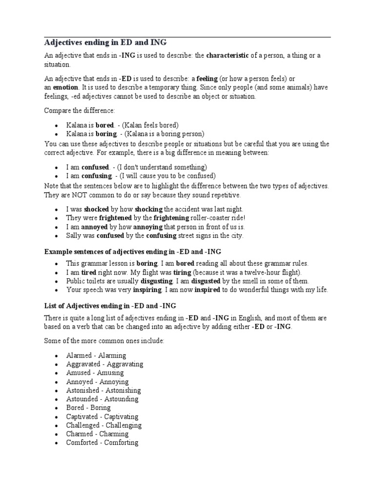 Understanding ED and ING Adjectives | PDF | Psychology