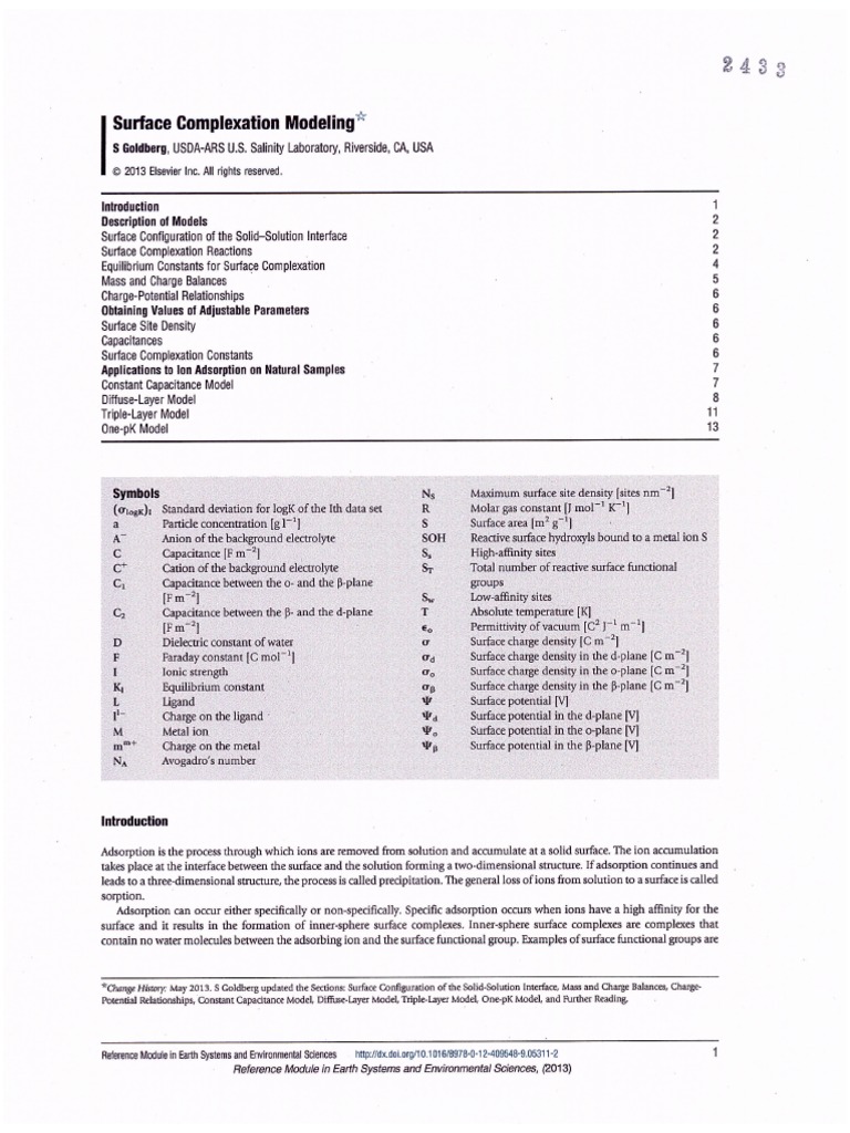 Surface Complexation Book | PDF
