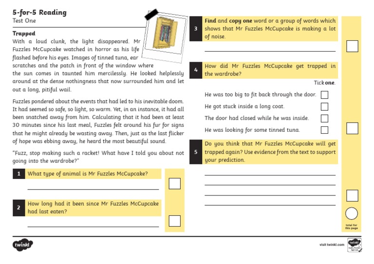 5-For-5 Reading Test 1 Questions | PDF