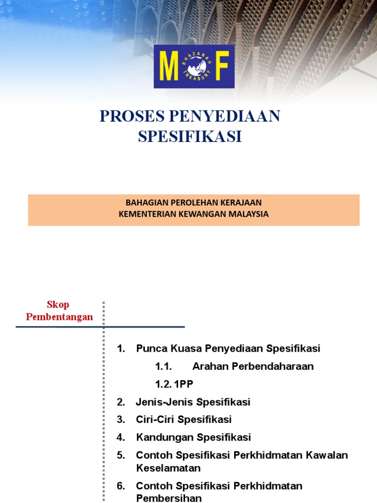 Proses Penyediaan Spesifikasi: Bahagian Perolehan Kerajaan Kementerian ...