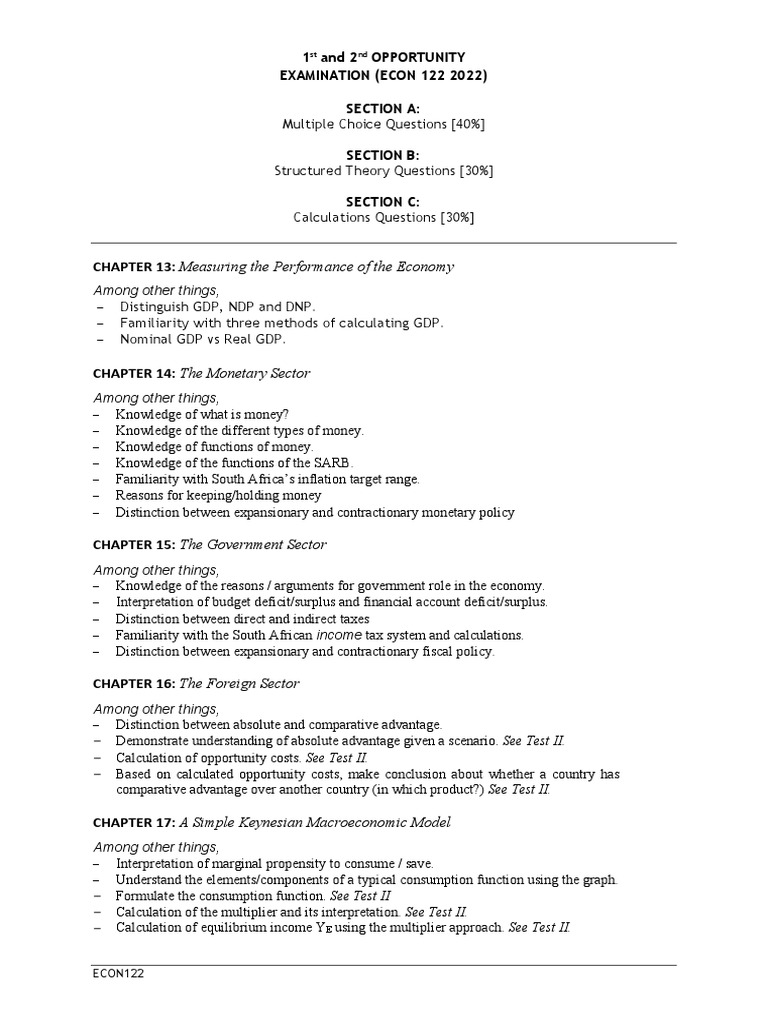 1st and 2nd Opp Exam Scope ECON 122 | PDF | Inflation | Multiplier ...