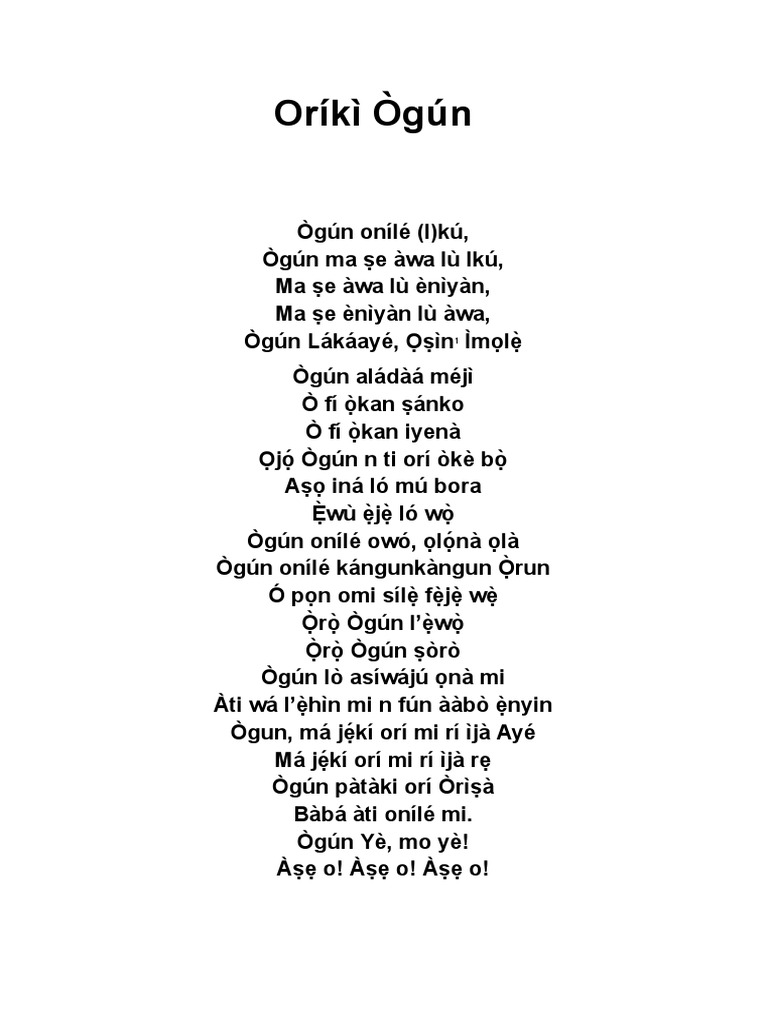 Oriki de Ogun | PDF