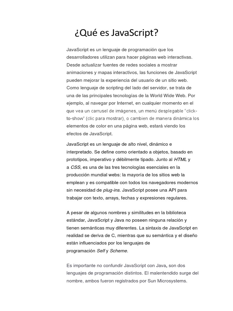 Qué Es Javascript Pdf Script Java Lenguaje De Programación