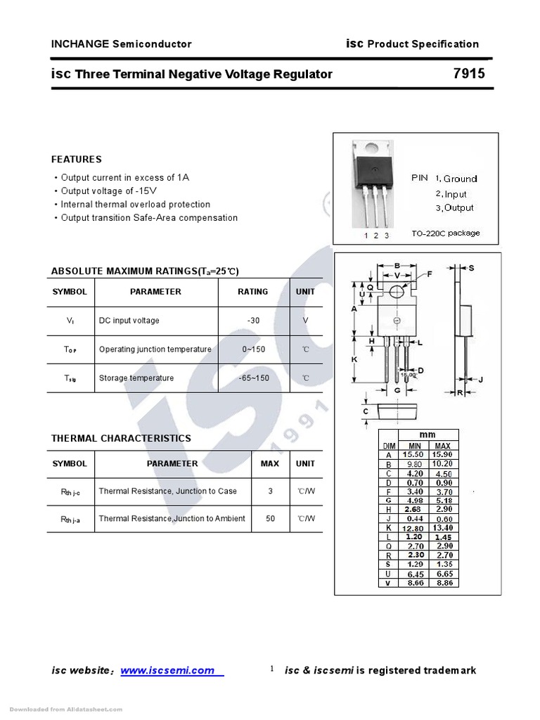 KA7915 Datasheet | PDF | Power Supply | Electrical Equipment