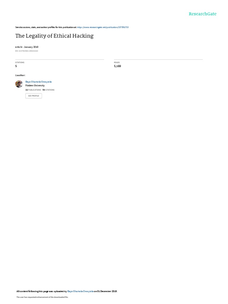 The Legality of Ethical Hacking | PDF | Security Hacker | Cybercrime