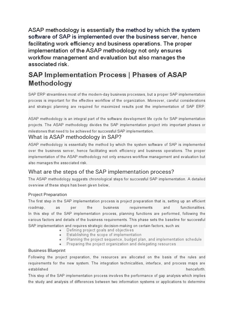 ASAP Methodology Is Essentially | PDF | Computing | Information Technology Management