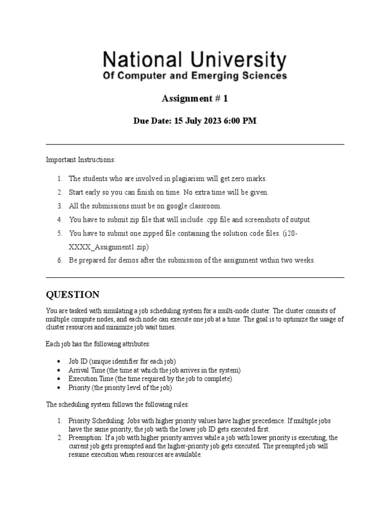 Assignment 1 | PDF | Scheduling (Computing) | Computer Programming