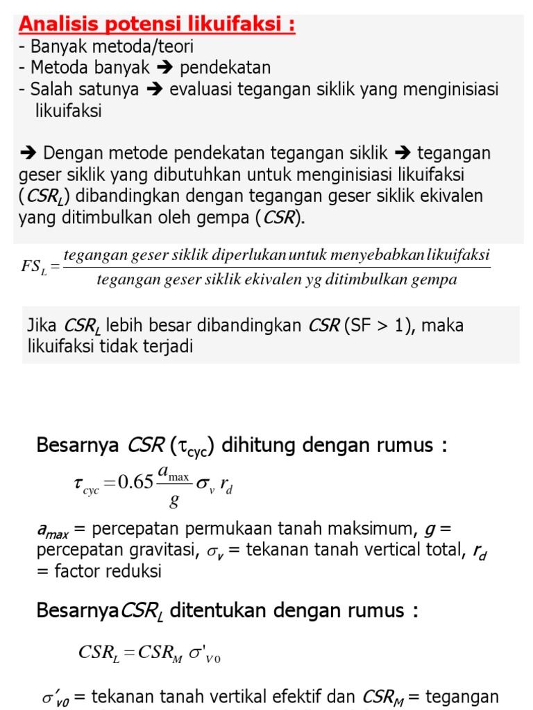 Rumus CSR untuk Analisis Likuifaksi | PDF