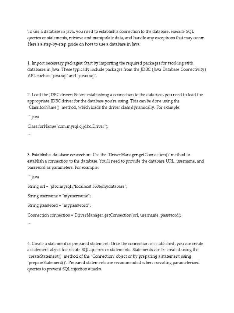 DB in JAVA | PDF | Databases | Software