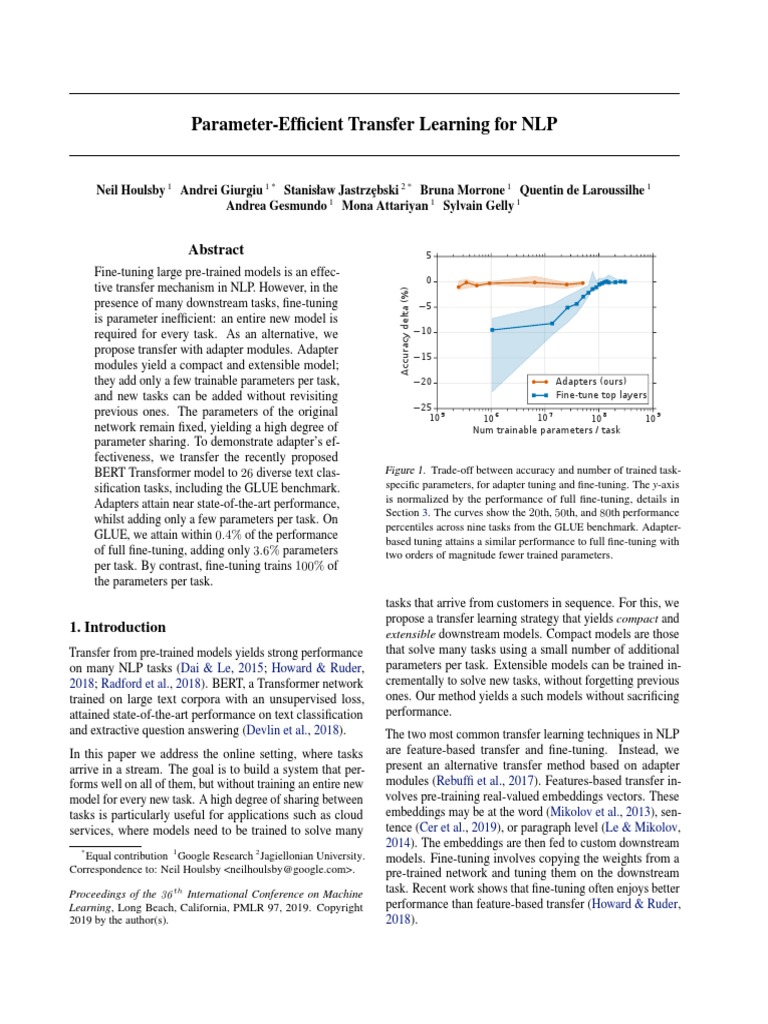 Parameter-Efficient Transfer Learning For NLP | PDF | Cognition | Systems Science