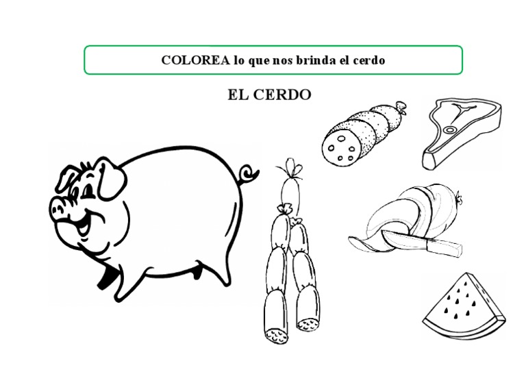 Lo que nos brinda el cerdo para colorear | PDF
