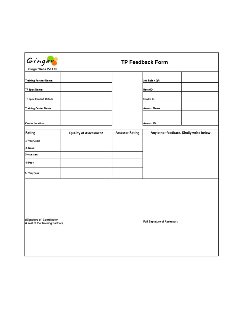 TP Feedback Form | PDF