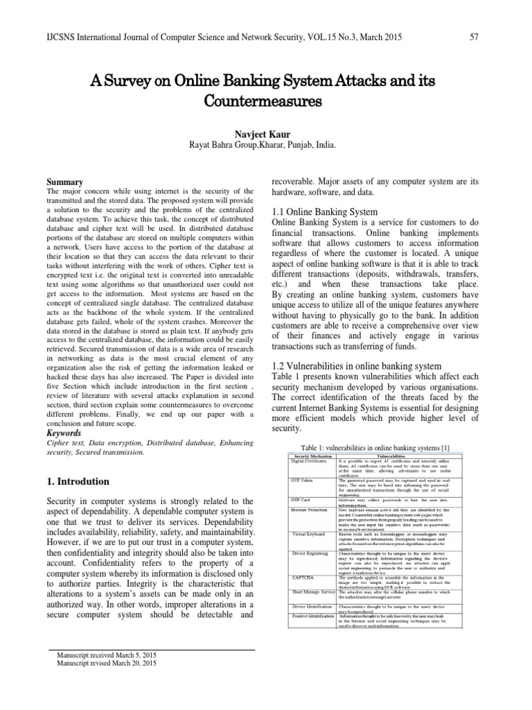 A Survey On Online Banking System Attacks And Its Countermeasures Pdf Phishing Malware