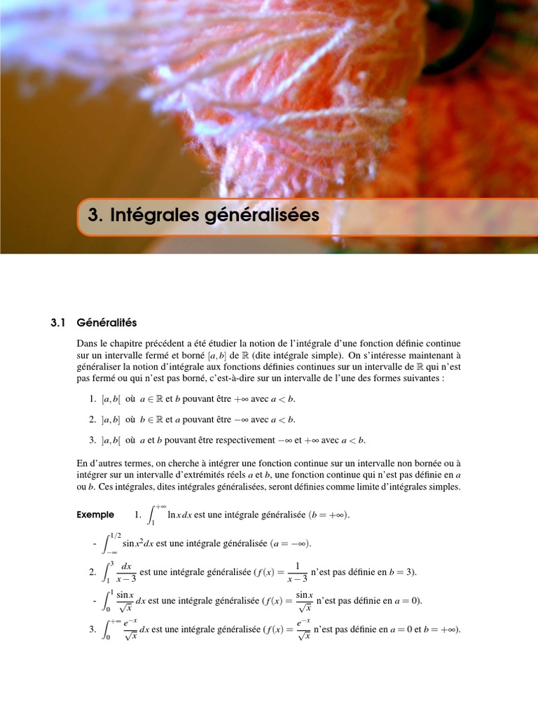 Introduction aux intégrales généralisées | PDF | Limite (mathématiques ...