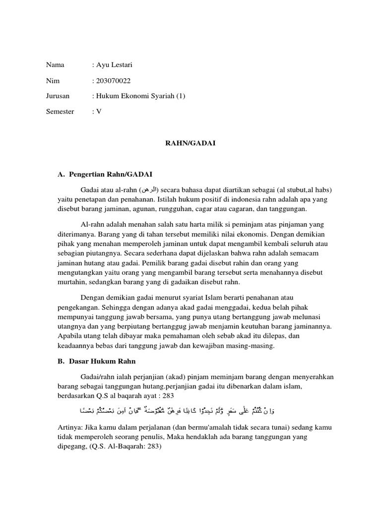 Contoh Akad Rahn dalam Islam | PDF
