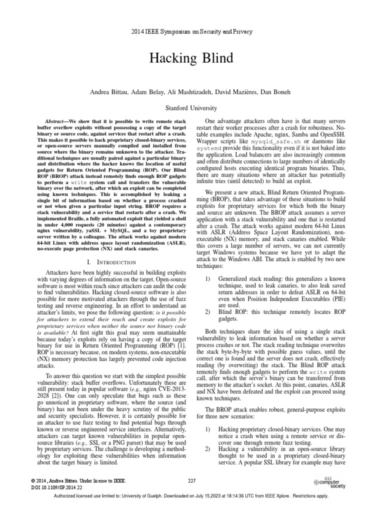 Hacking Blind | PDF | Computing | Computer Science