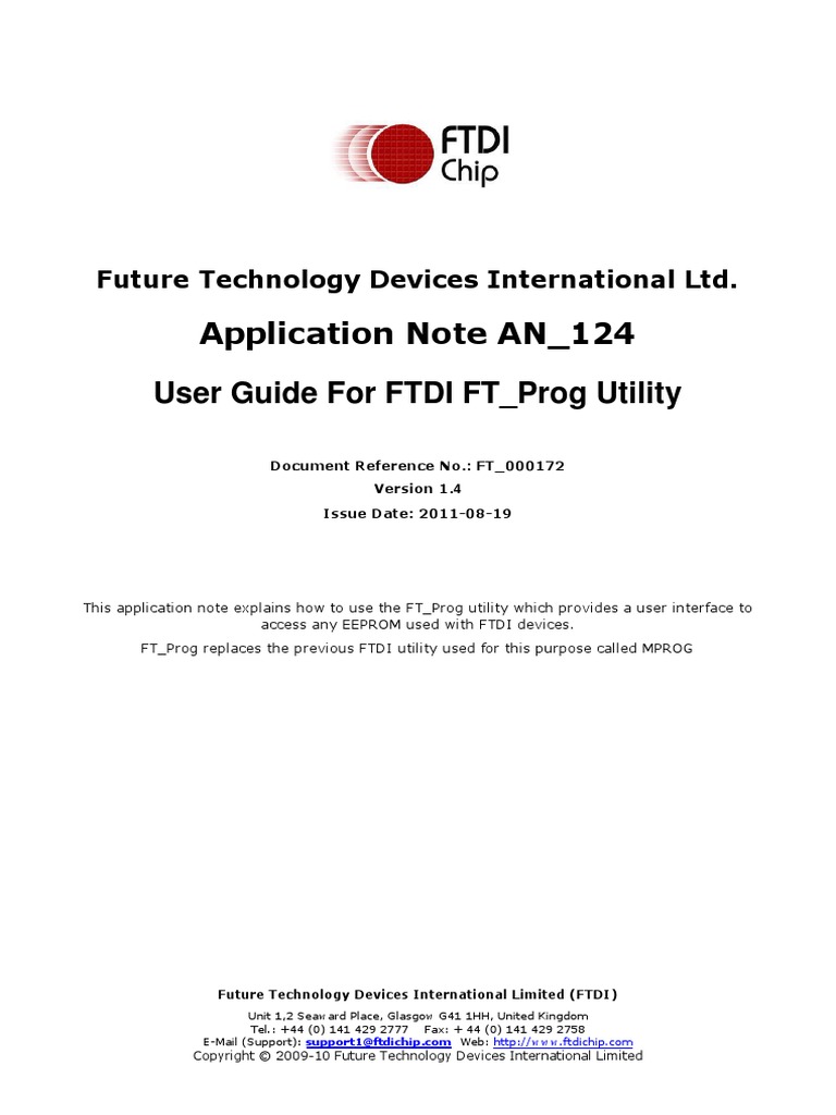 AN 124 User Guide For FT PROG | PDF | Usb | Input/Output
