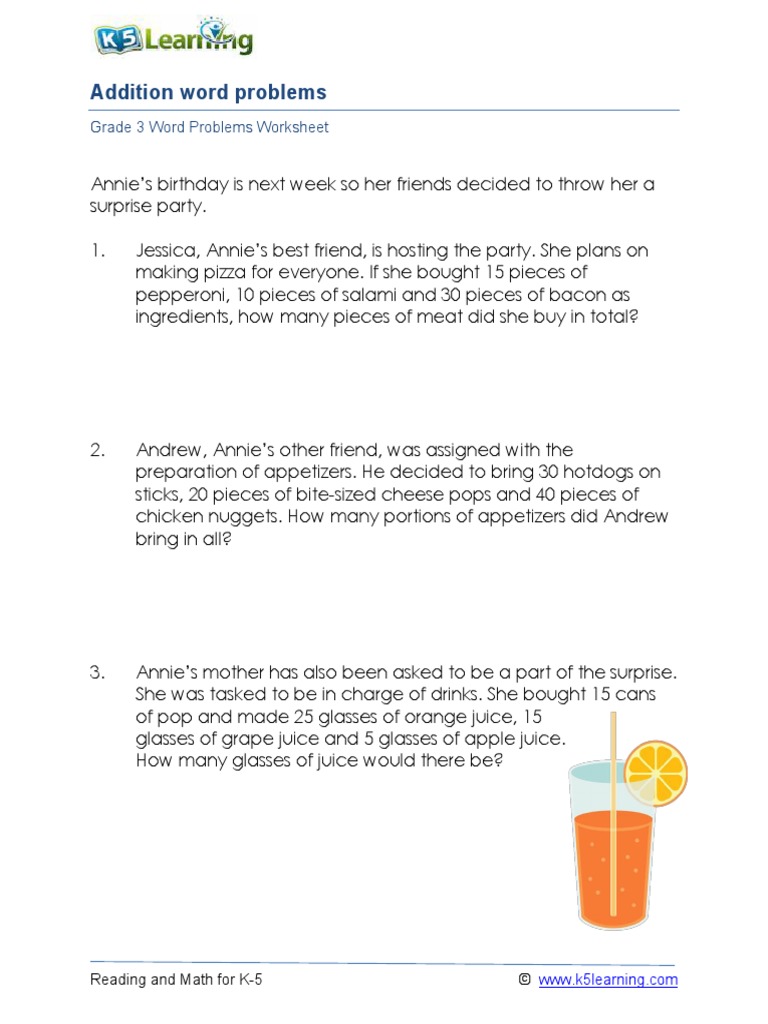 Worksheetsmathgrade 3 Addition Word Problems a2.PDF 2 | PDF