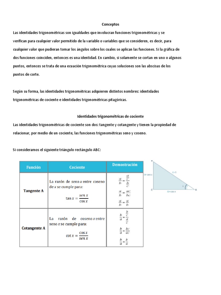 Identidades Trigonometricas | PDF | Funciones trigonométricas | Triángulo