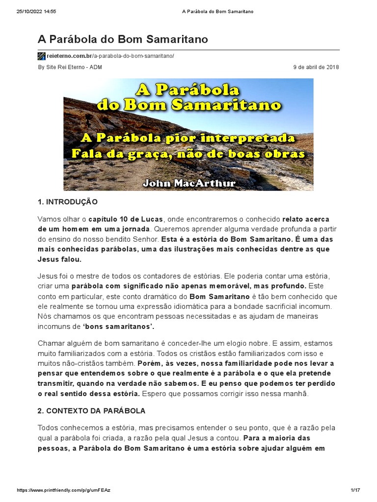 A Parábola Do Bom Samaritano | PDF | Amor | Jesus