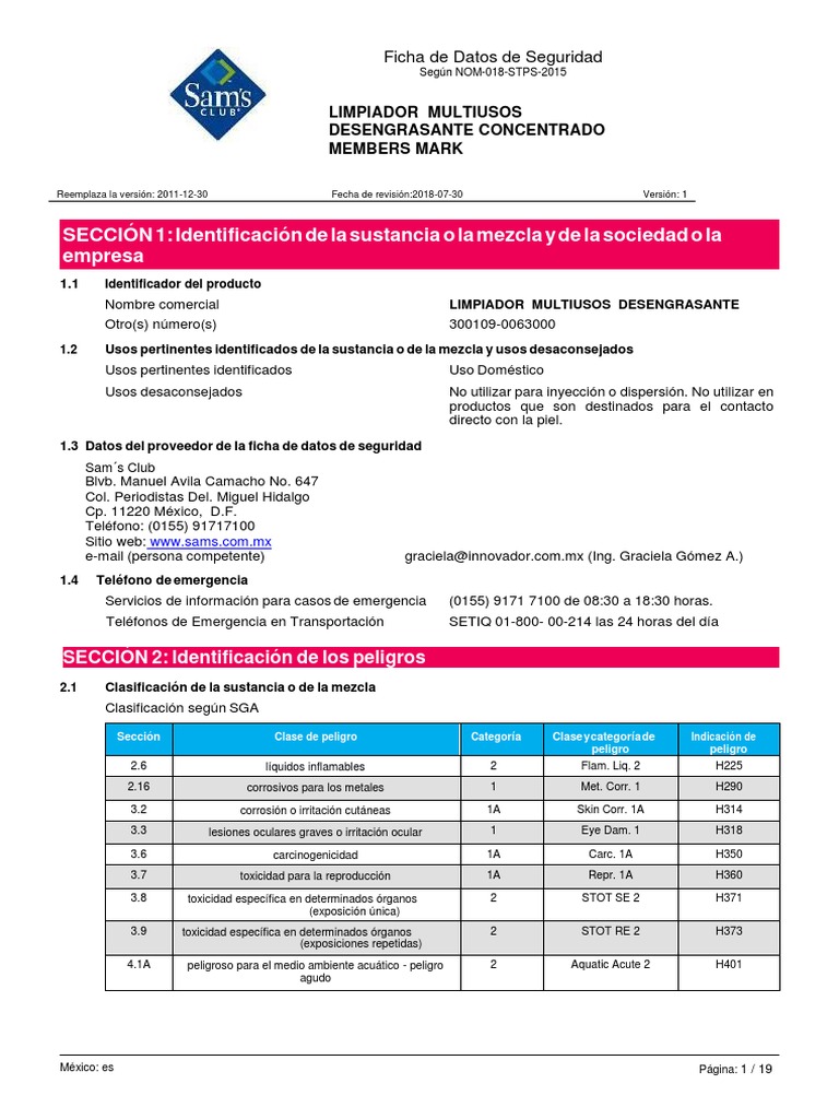 Desengrasante Concentrado Members Mark | PDF | Agua | Combustión