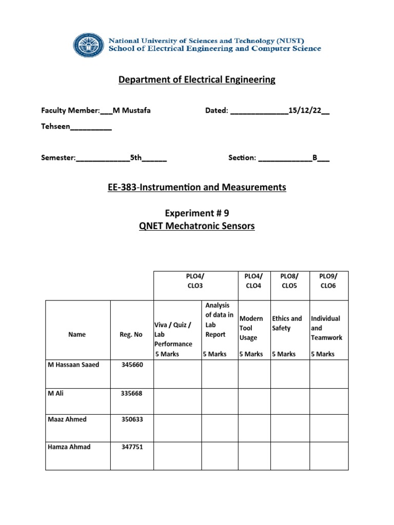 Lab 9 | PDF | Electrical Engineering | Metrology