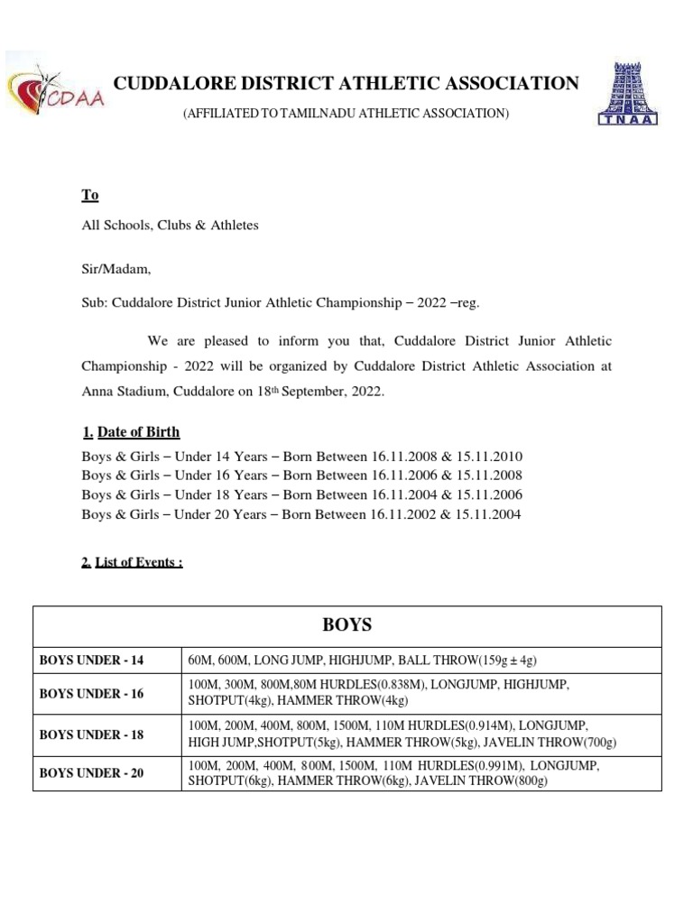 Prospectus - CDAA | PDF | Sport Of Athletics | Sports