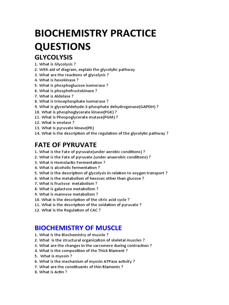 Biochemistry Practice Questions | PDF Biochemistry Practice Questions | PDF