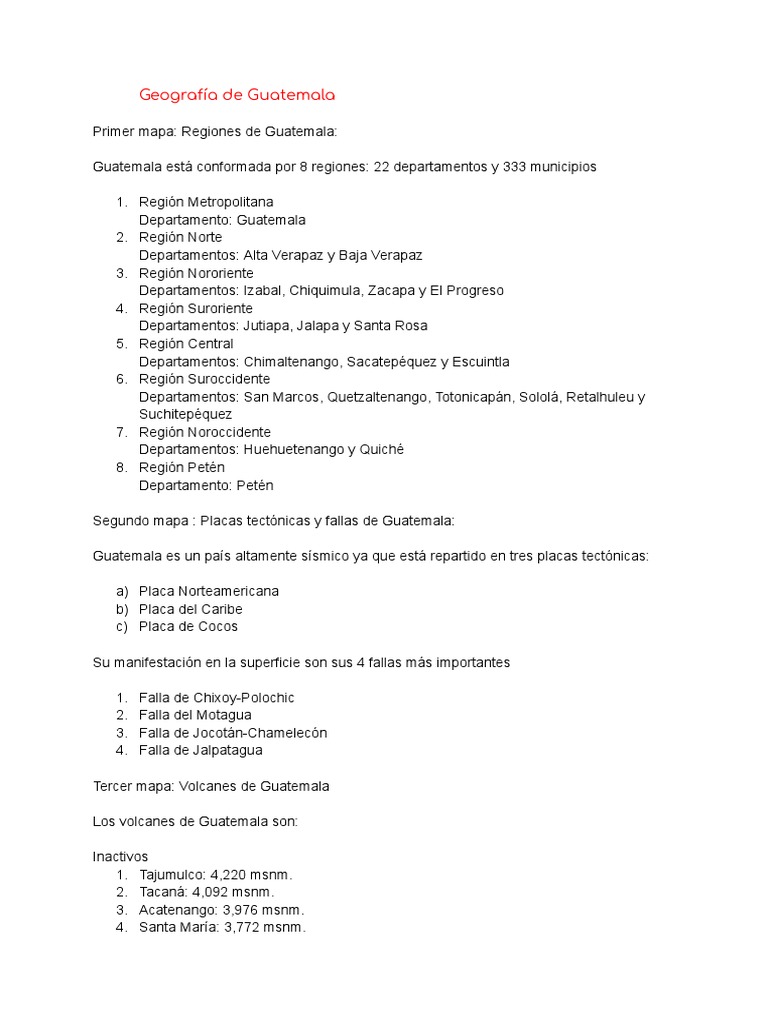 Geografía de Guatemala 2 | PDF | Guatemala | República