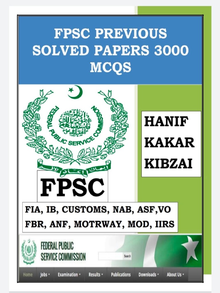 FPSC Previous Solved Papers 3000 Mcqs (Free Download) | PDF