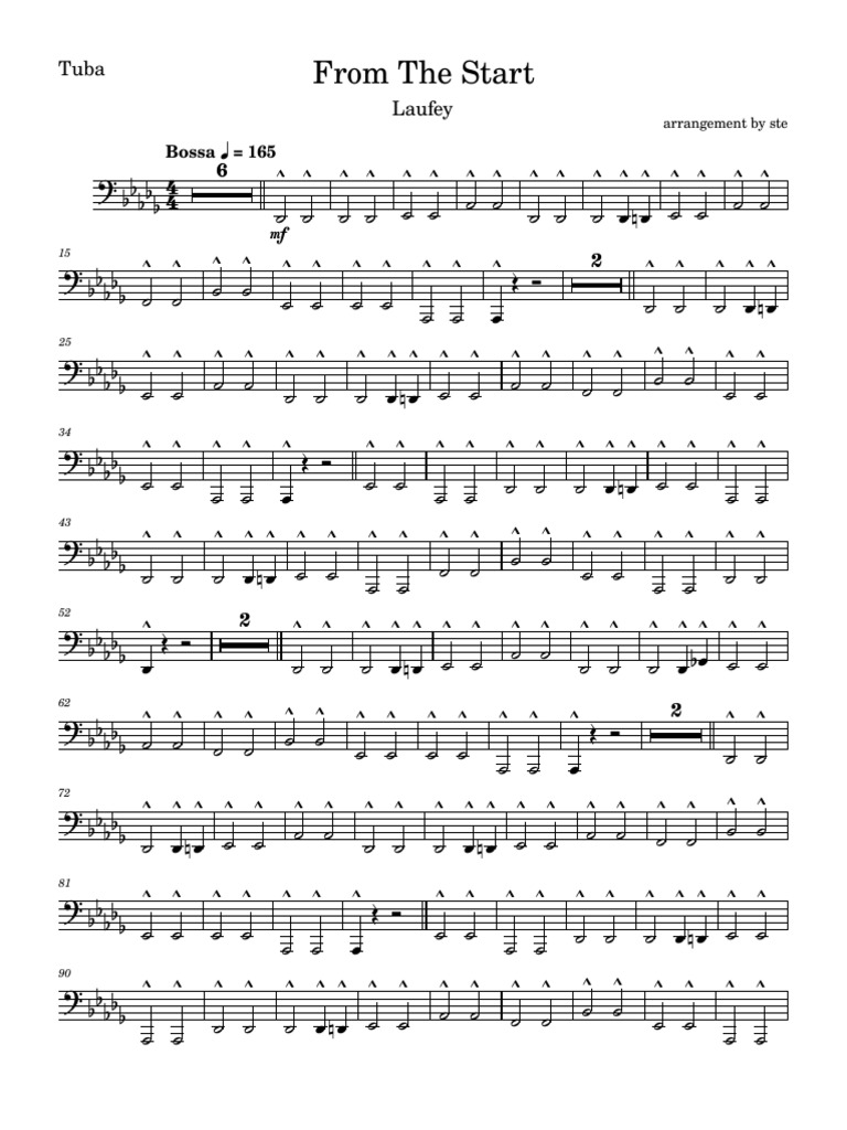 From The Start - Laufey (Full Arrangement) - Tuba | PDF