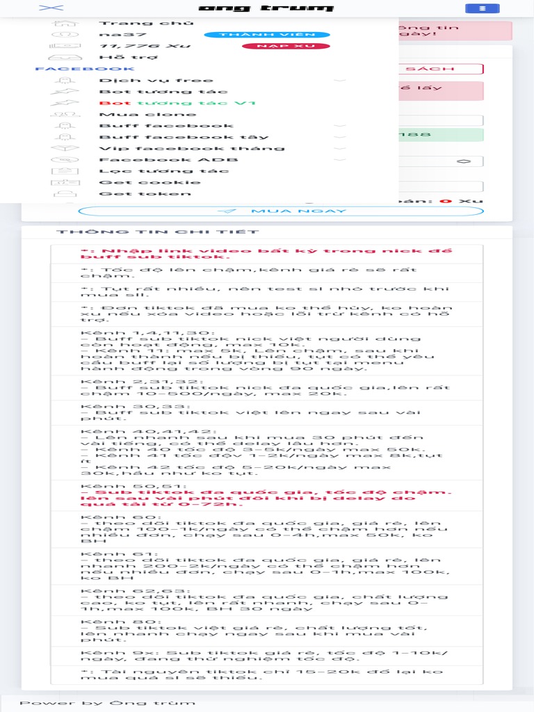 Buff Sub Tiktok - Trùm Dịch Vụ Ongtrum.pro | PDF