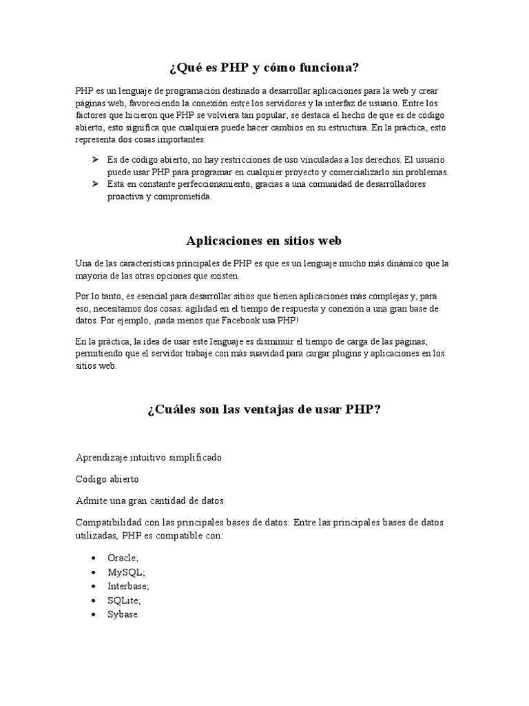 Introducción a PHP para Desarrolladores | PDF