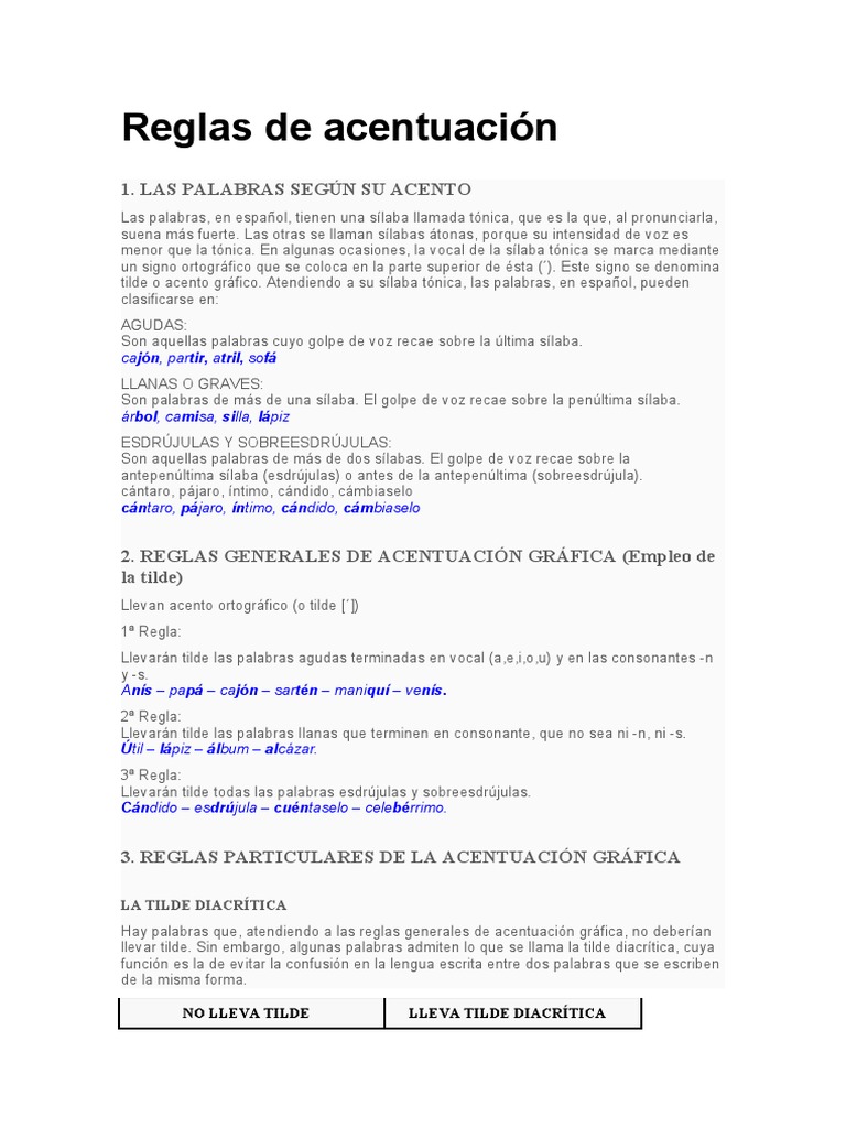 Reglas de Acentuación en Español | PDF | Lingüística | Fonética