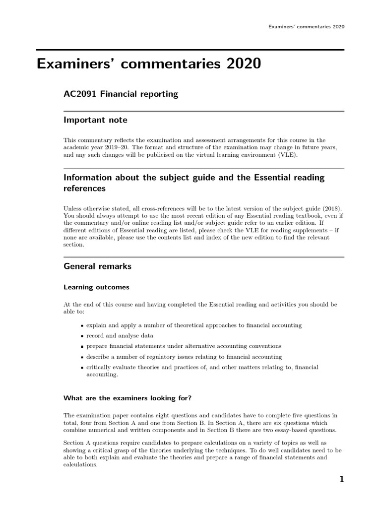 AC2091 Commentary 2020 | PDF | Depreciation | International Financial ...