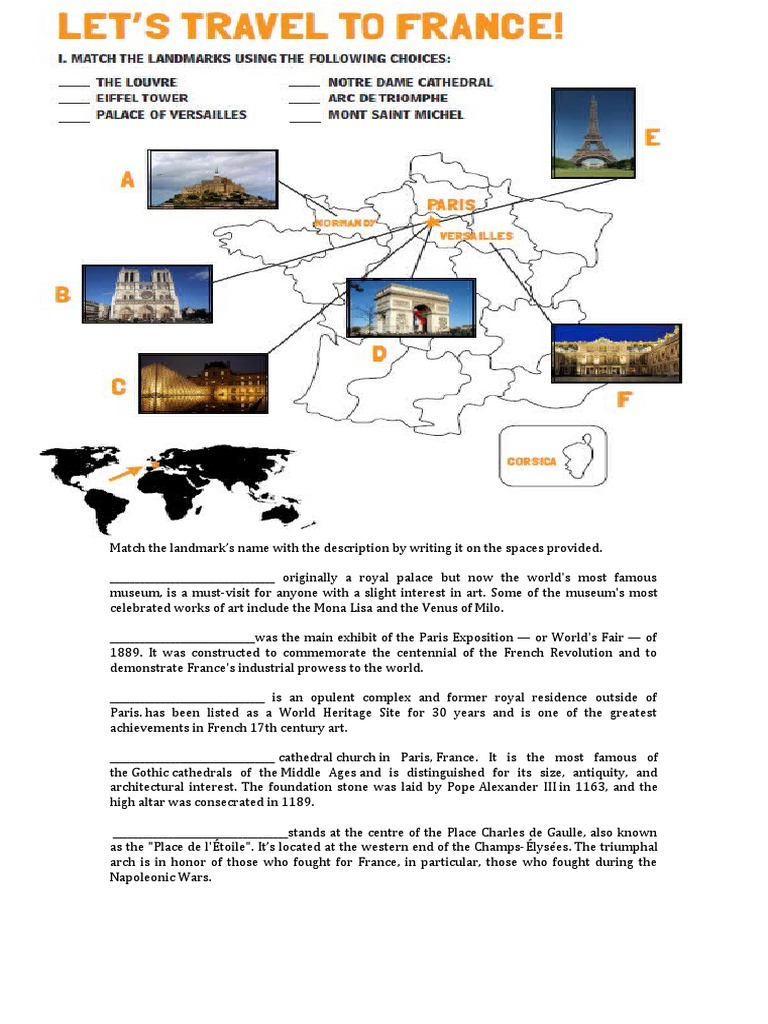 Countries and Landmarks Around The World Information Gap Activities ...