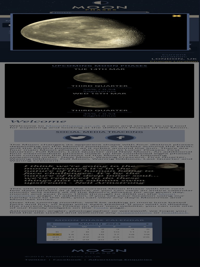 Moon Phases Current Moon Phase and Monthly Moon Phase Calendar | PDF ...
