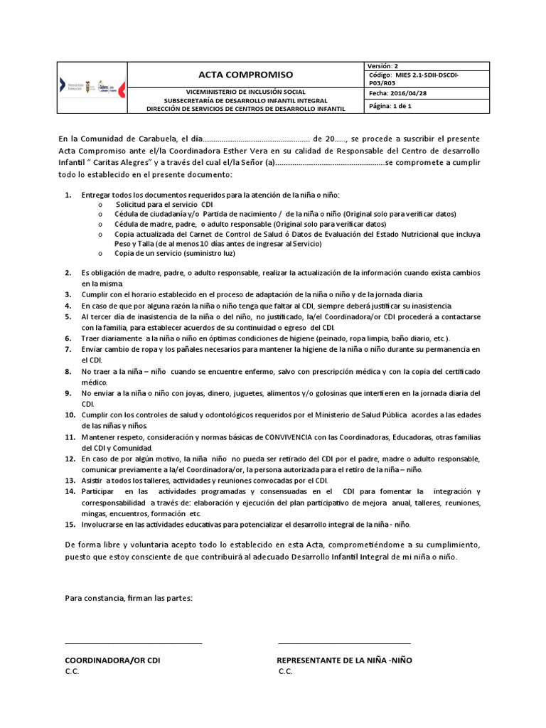 Acta Compromiso | PDF