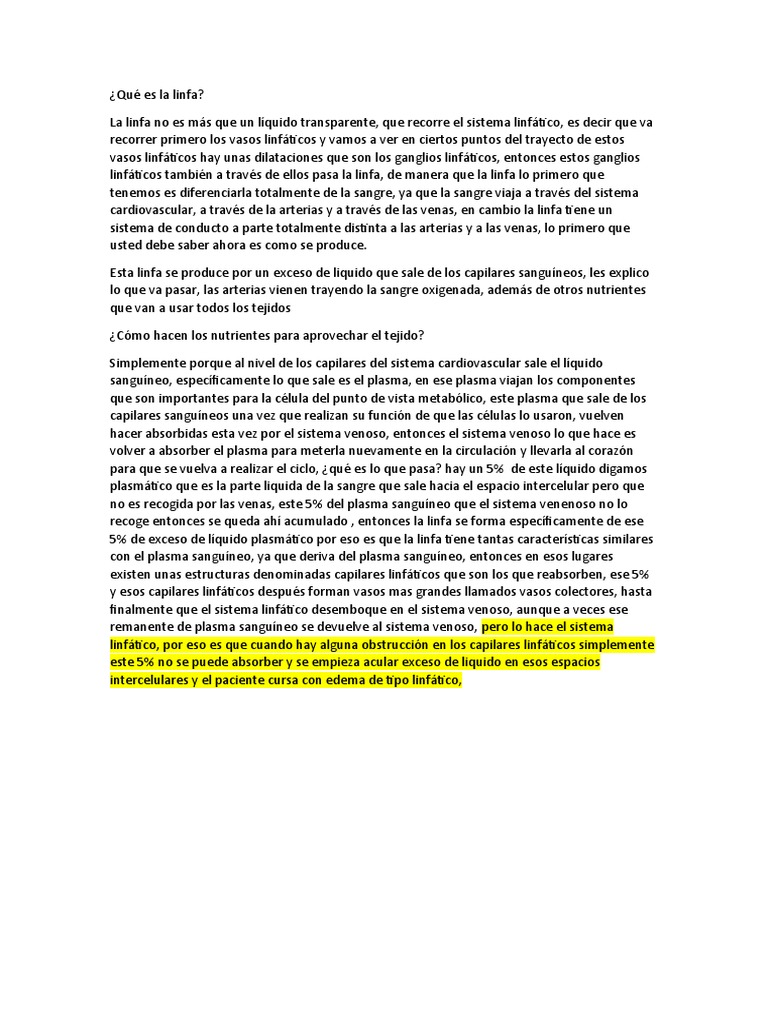 Qué Es La Linfa | PDF | Sistema linfático | Linfa