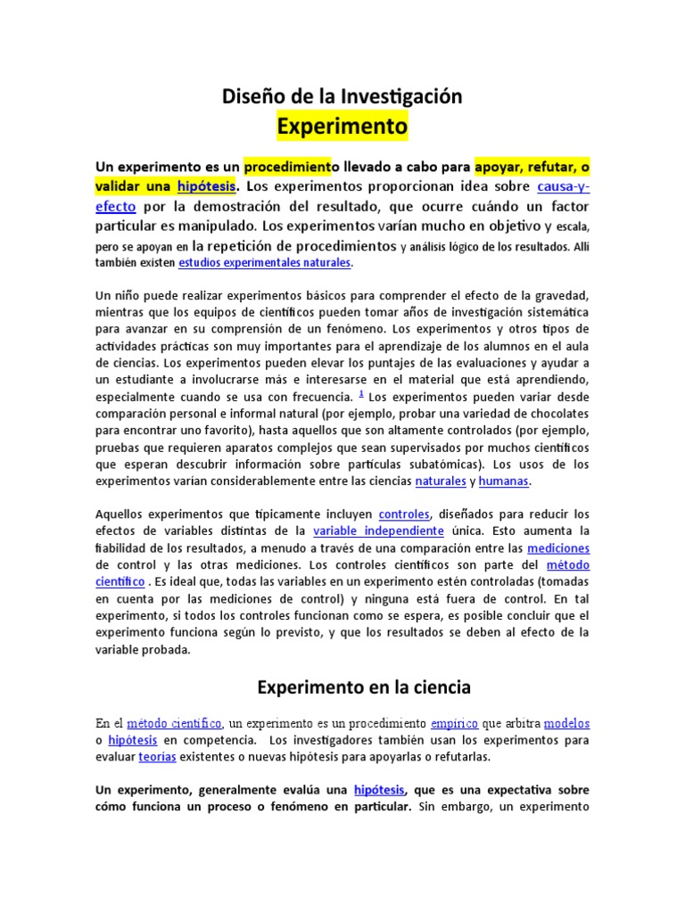 Diseño-de-La-Investigacion - Tipos de Experimentos | PDF | Experimentar | Science