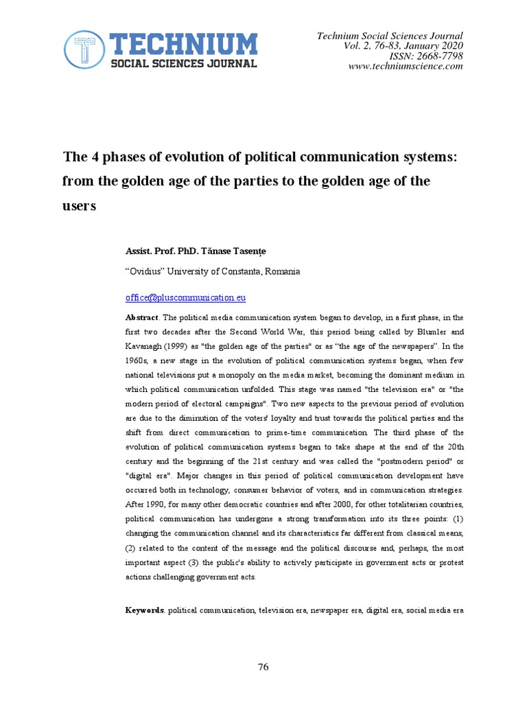 The 4 Phases of Evolution of Political Communication Systems | PDF ...