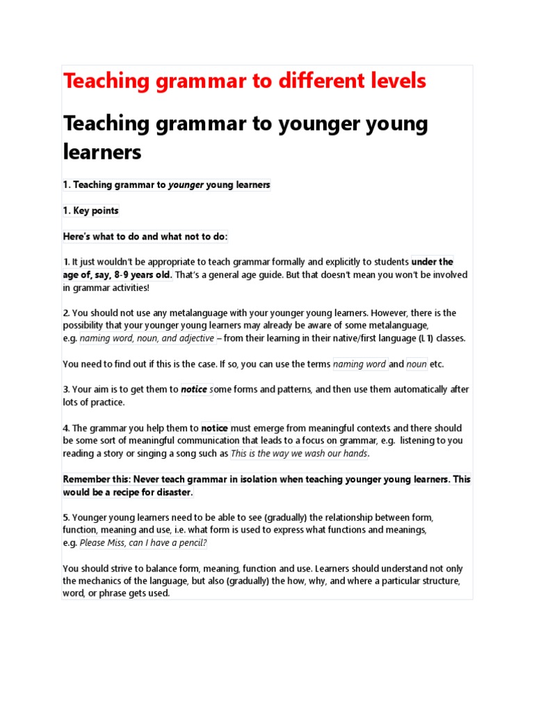 Teaching Grammar To Young Learners | PDF | Learning | Grammar
