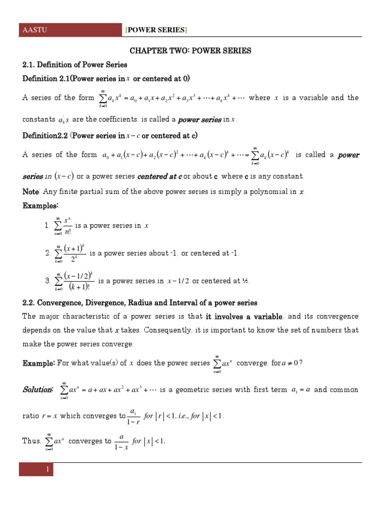 Chapter 2-Power Series | PDF | Power Series | Abstract Algebra