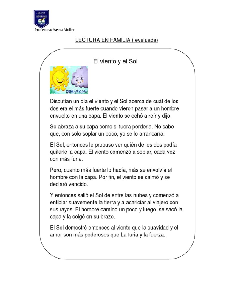 Lectura El Viento y El Sol | PDF