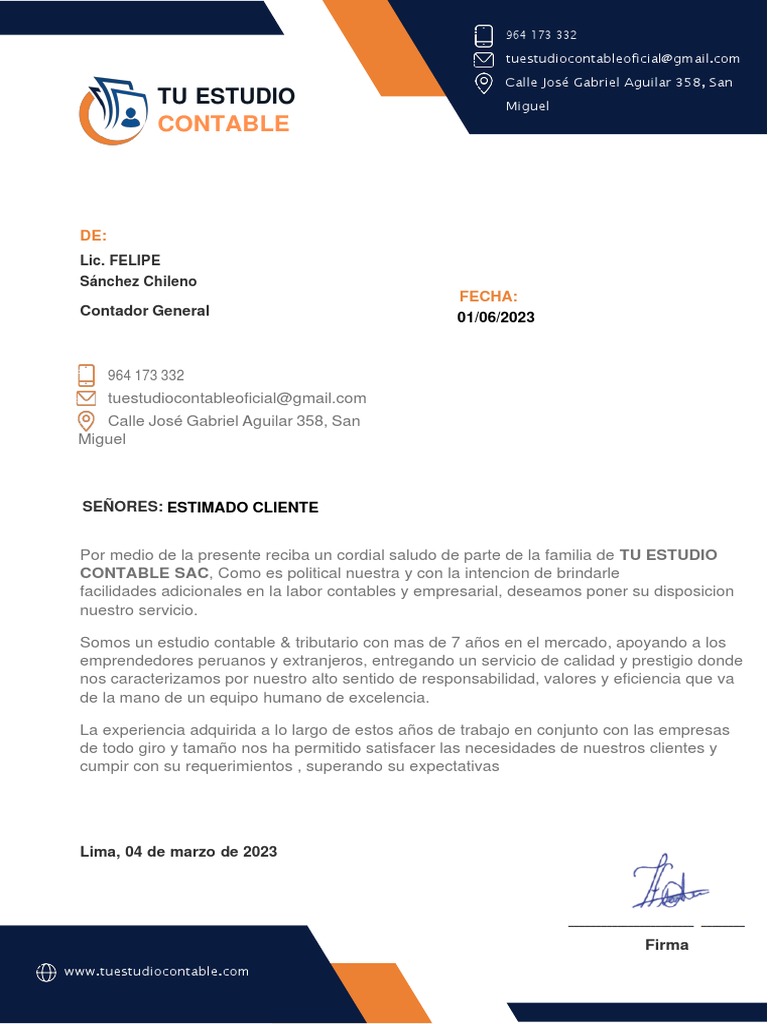 Presentacion Tu Estudio Contable Sac | PDF