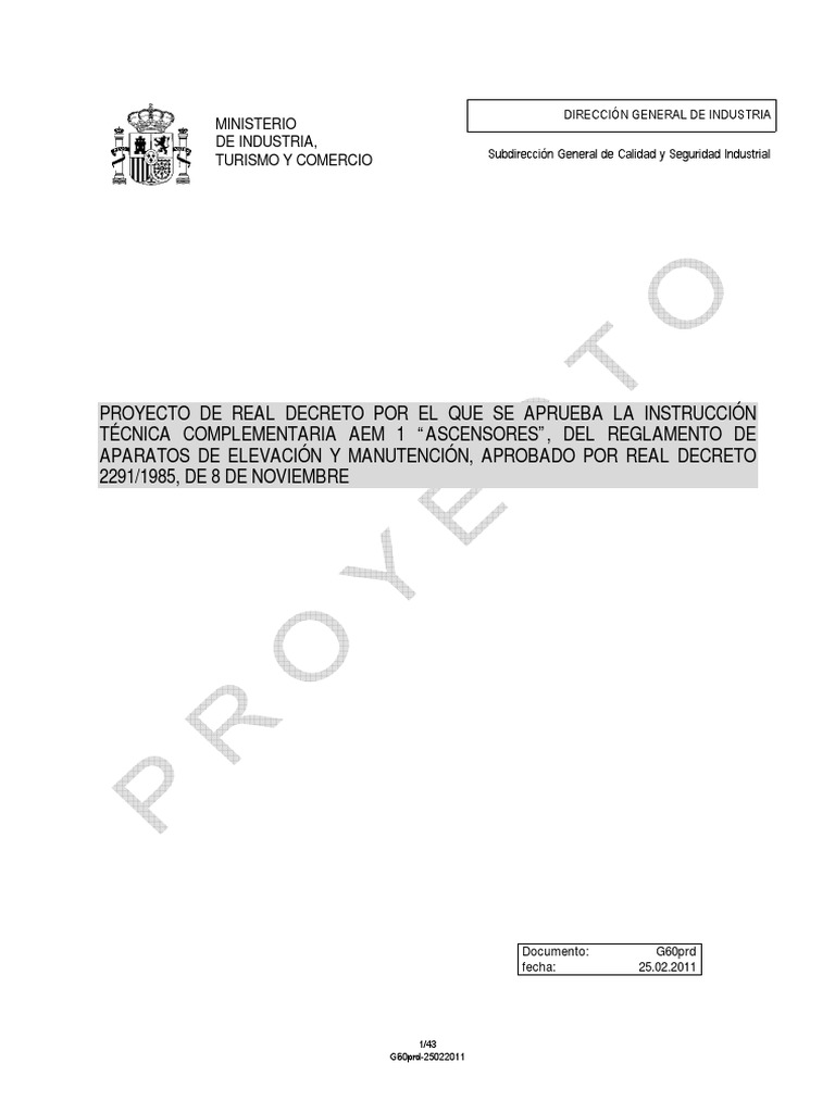 PR RD AEM1 Ascensores | Descargar gratis PDF | Ascensor | Seguro