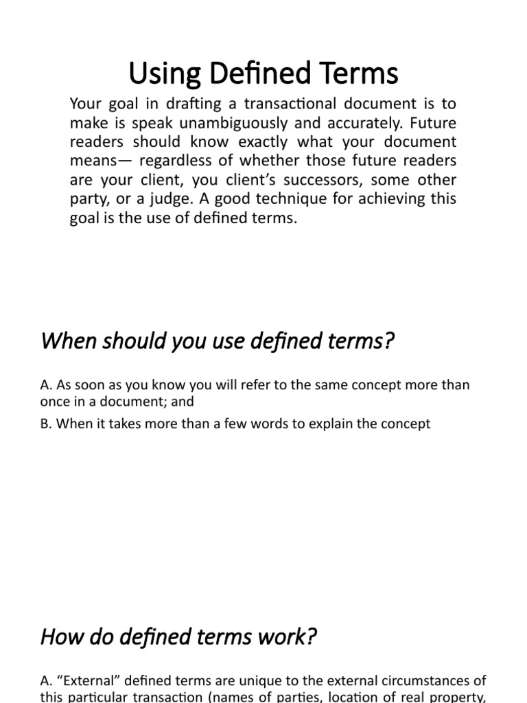 Using Defined Terms | PDF | Word | Definition