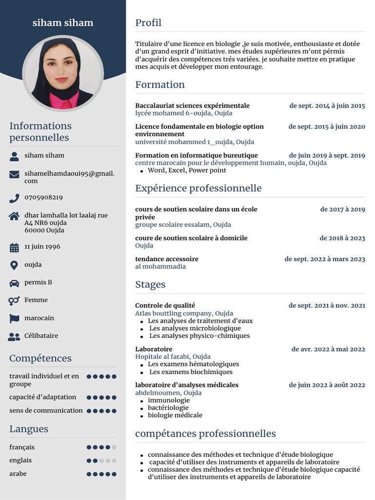 CV de Siham Siham | PDF