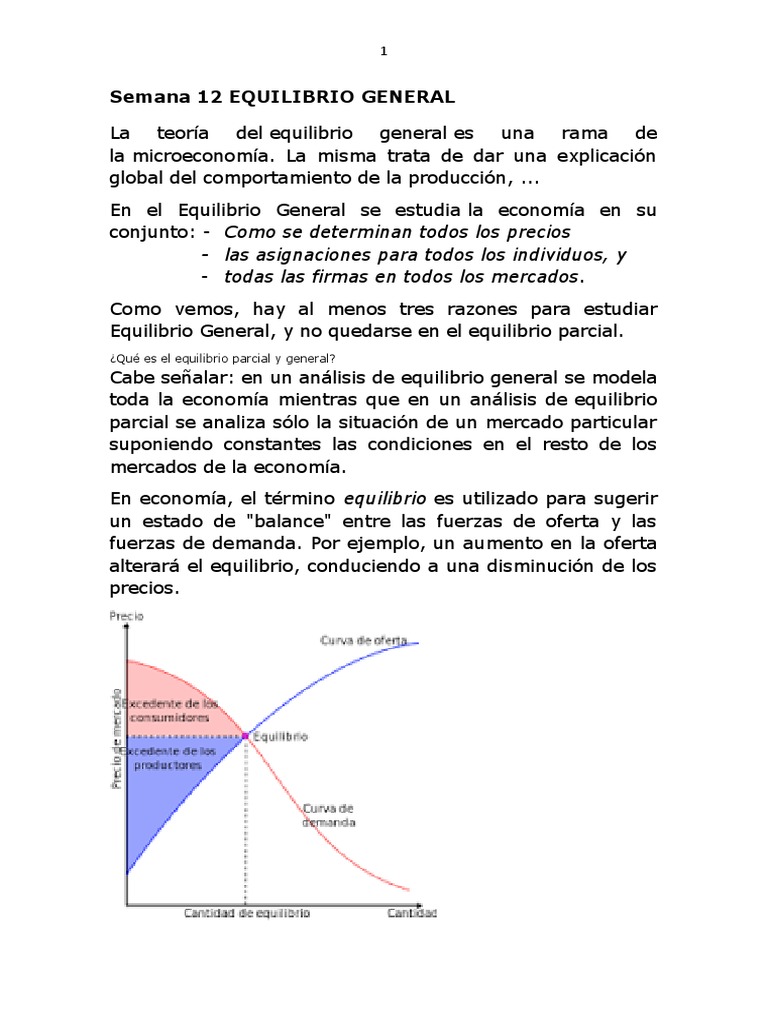 Teoría del Equilibrio General en Economía | PDF | Teoría del equilibrio ...