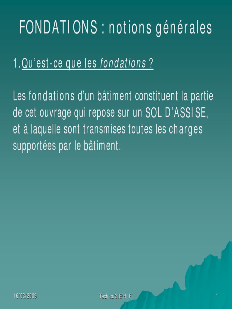 Notions essentielles sur les fondations | PDF | Fondation (construction ...